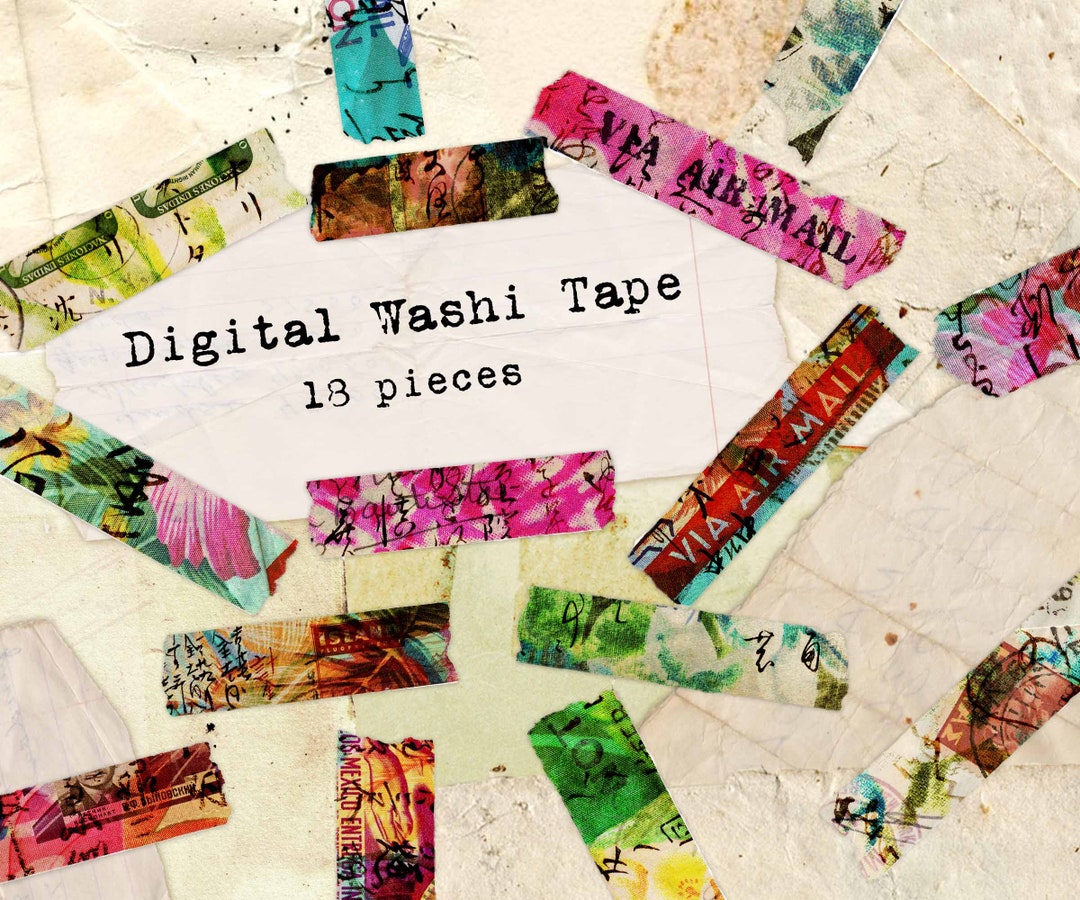 Digital Washi Tape, Printable Washi Strips, Hawaii Florals, Colorful ...