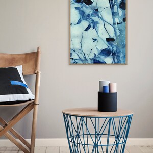 Abstract Cyanotype Botanical Art Print, Modern Nature Wall Art, Flowers ...