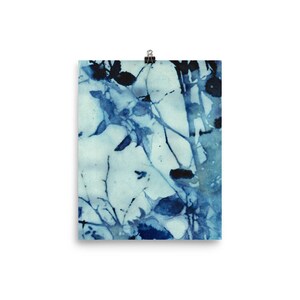 Abstract Cyanotype Botanical Art Print, Modern Nature Wall Art, Flowers ...