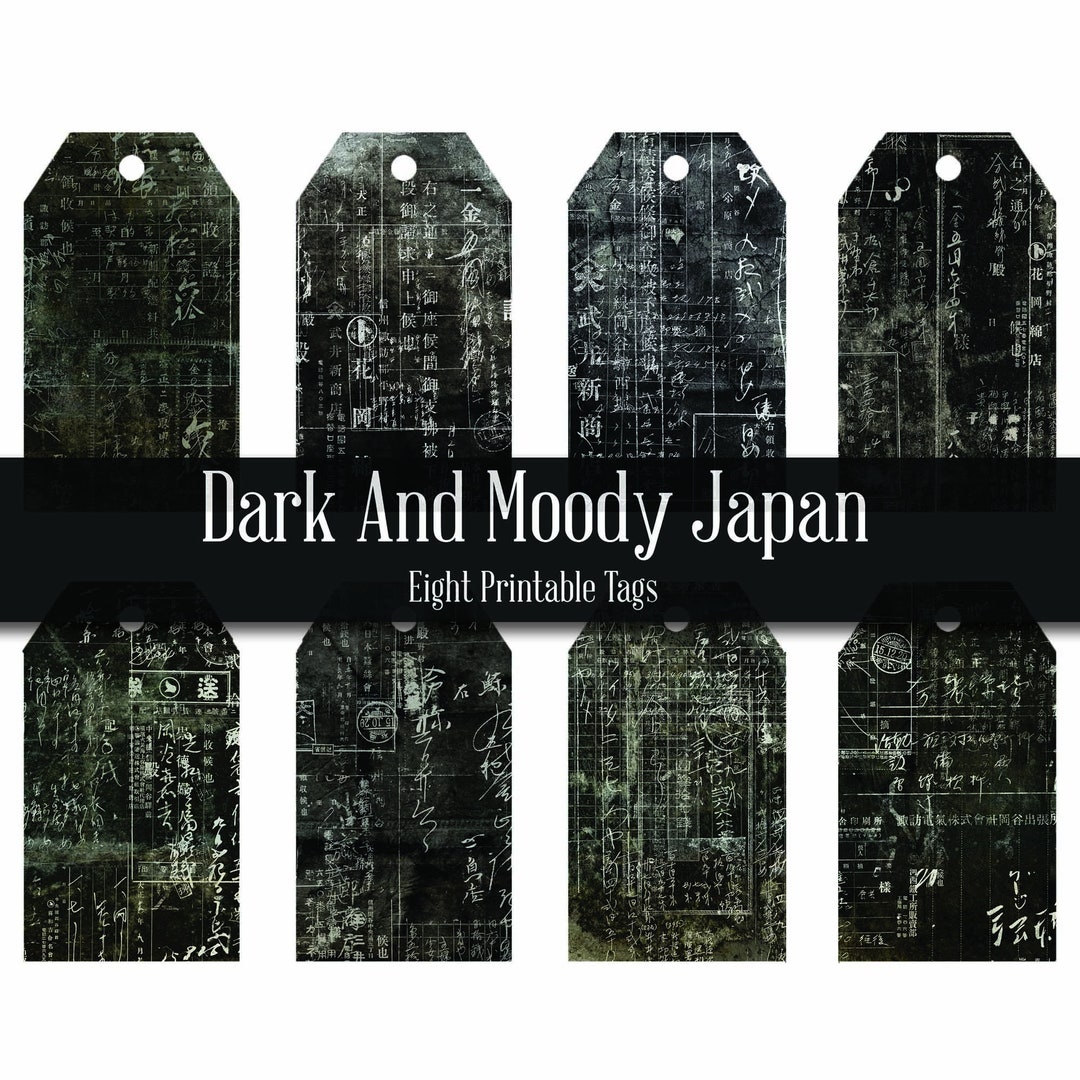 Printable Tags DARK & MOODY JAPAN Grunge Collage Ephemera Labels Junk ...