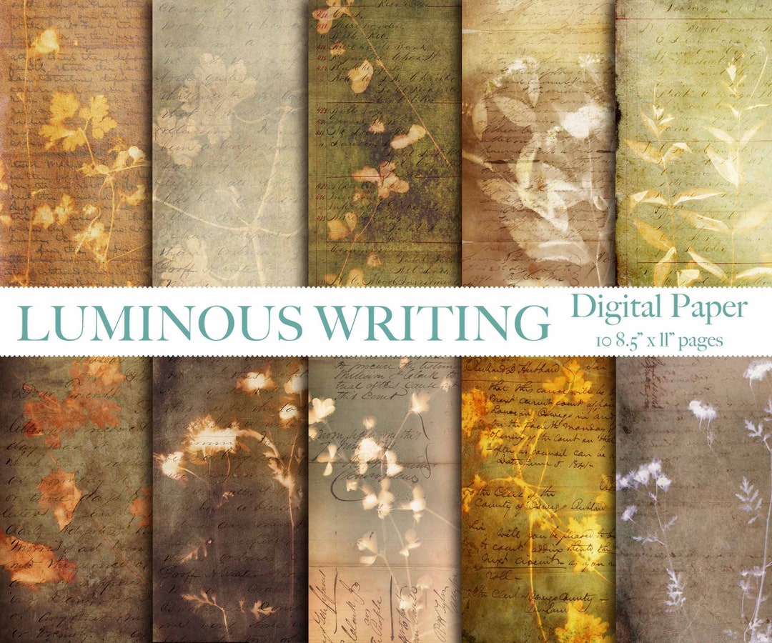 Digital Paper Pack LUMINOUS WRITING Printable Junk Journal Pages ...