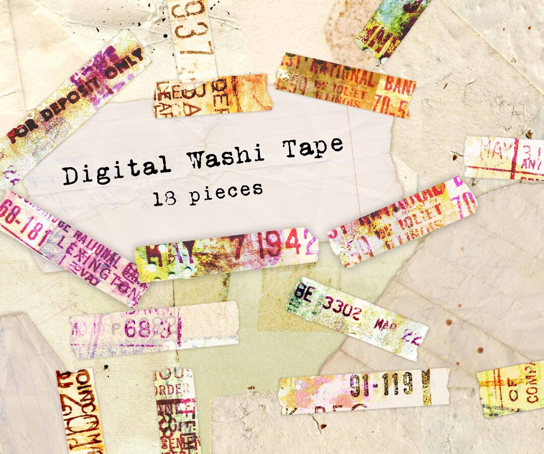 Digital Washi Tape, Printable Washi Strips, Numbers and Letters ...