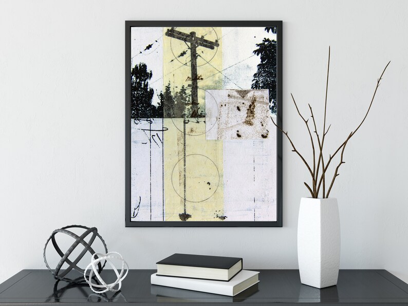 Collage Art Print, POWER LINES, Art for Walls, Prints for Framing, Boho ...