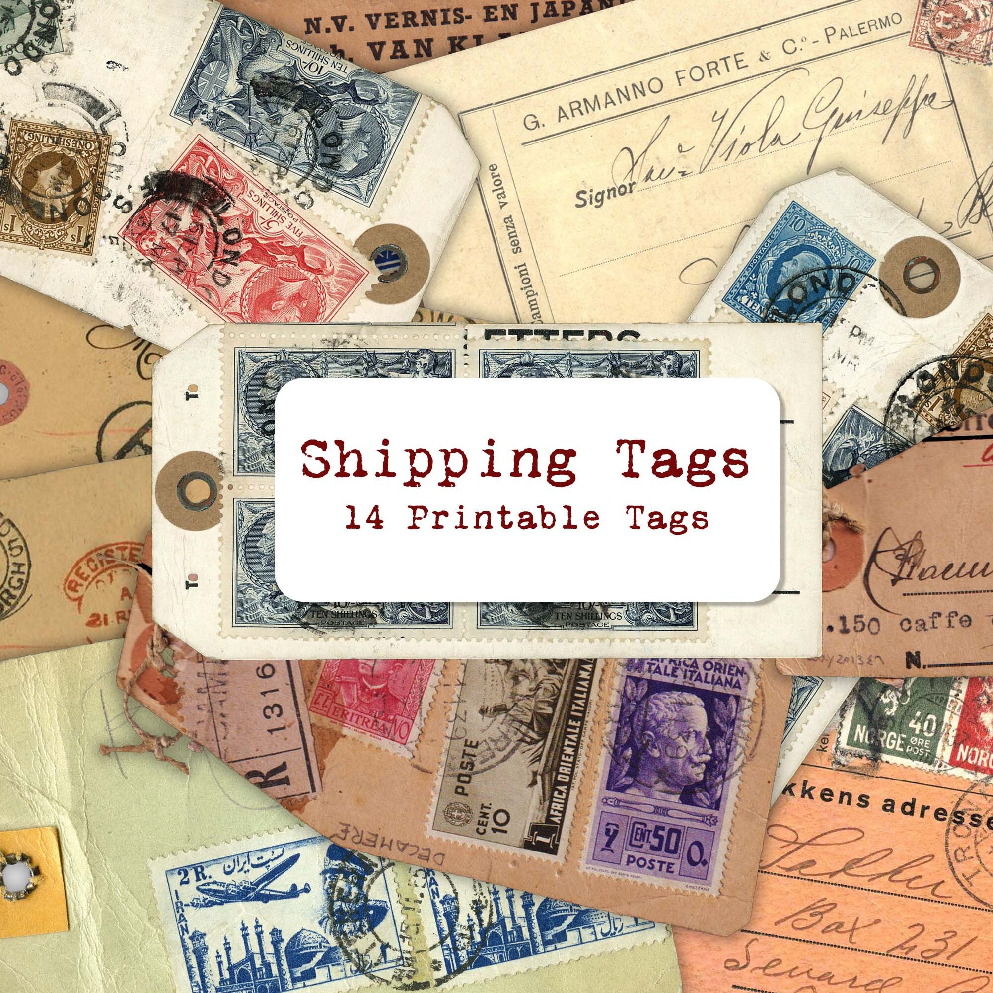 Printable Vintage Shipping Tags Junk Journal Ephemera Fussy Cuts ...