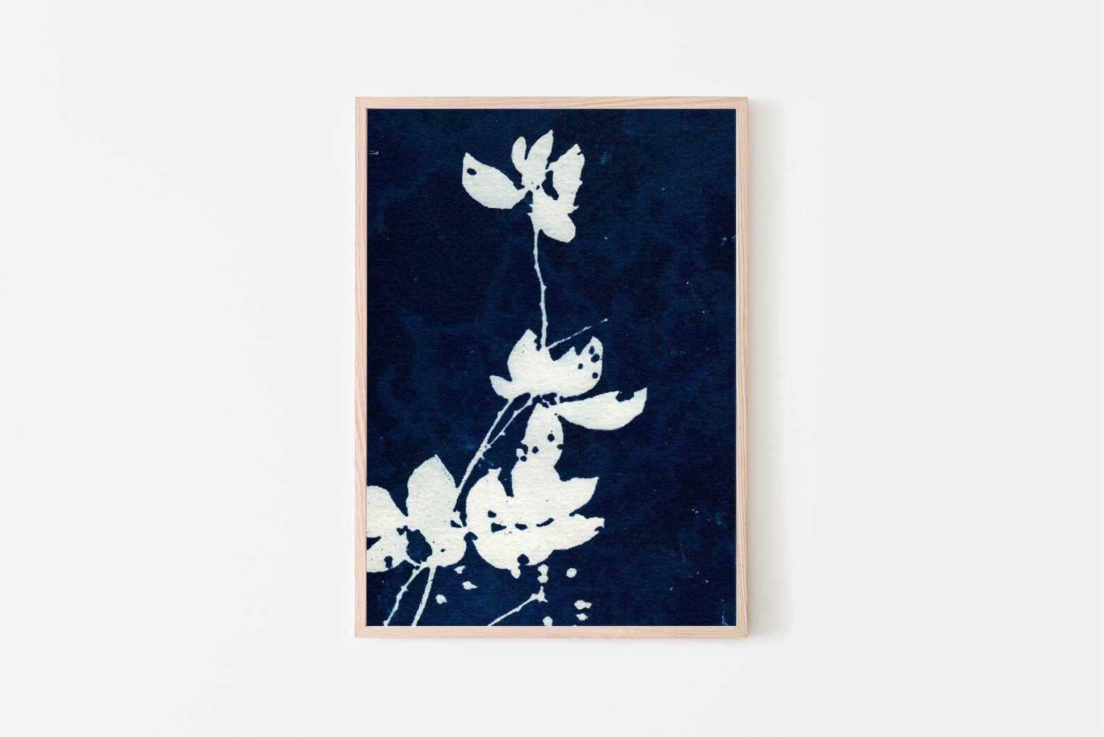 Blue Floral Minimalist Cyanotype Botanical Printable Wall Art, Flower ...