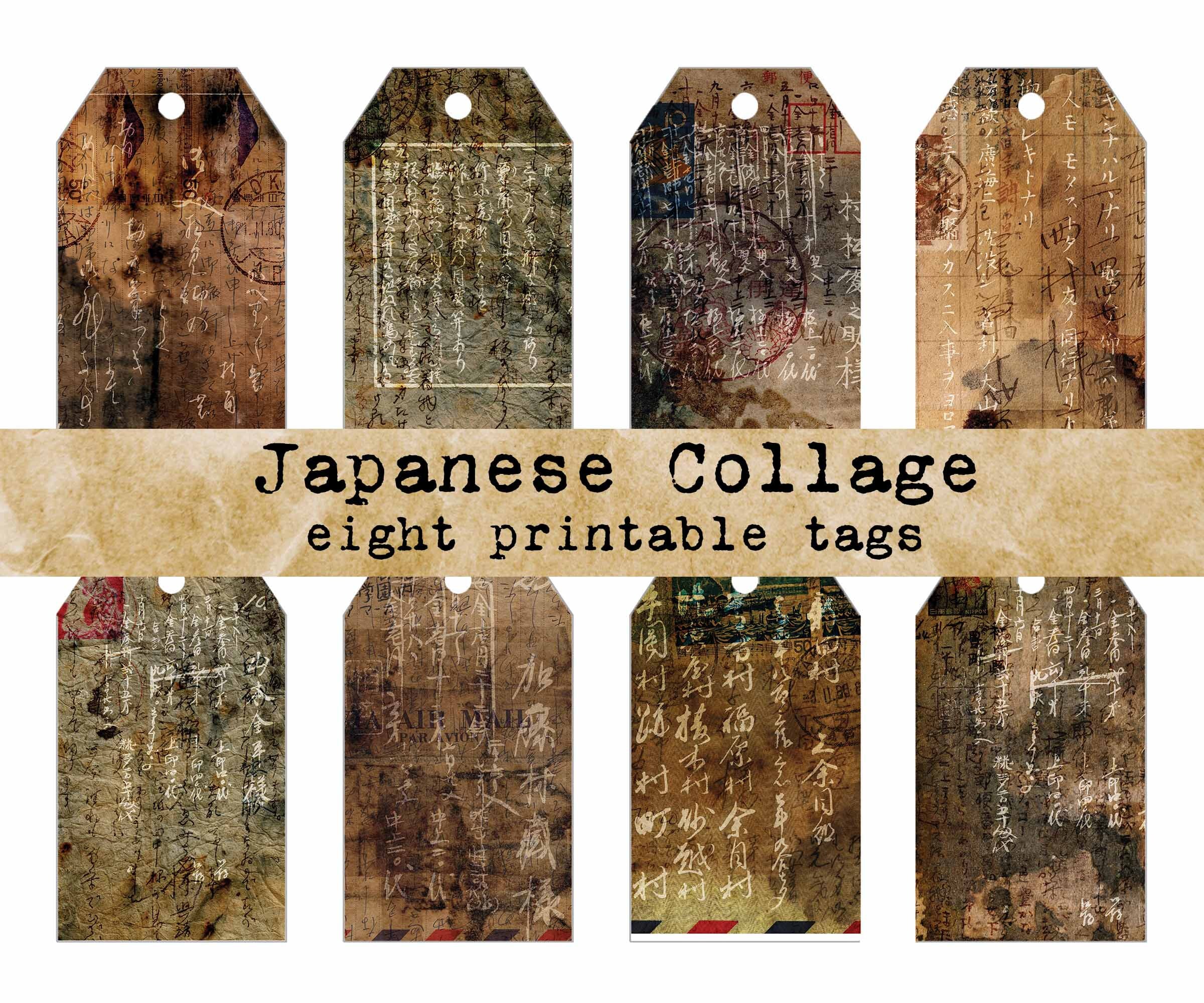 Printable Collage Ephemera Tags JAPANESE COLLAGE Labels Junk Journal ...