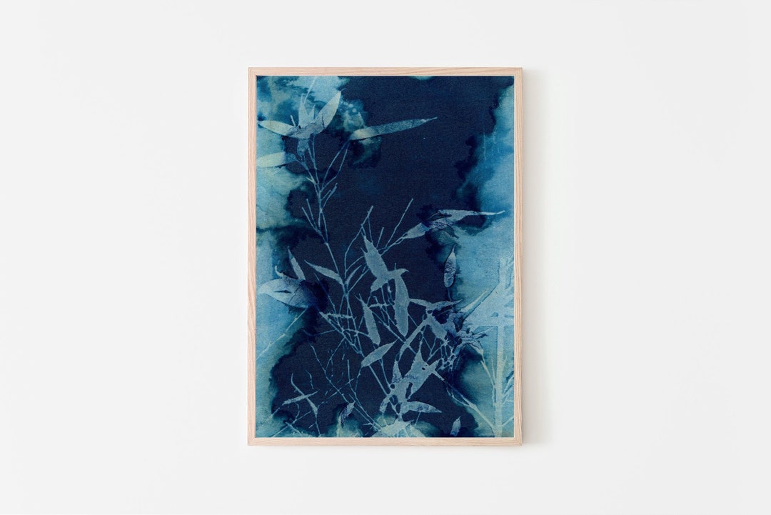 Blue Bamboo Cyanotype Botanical Wall Art Print, Nature Inspired Prints ...