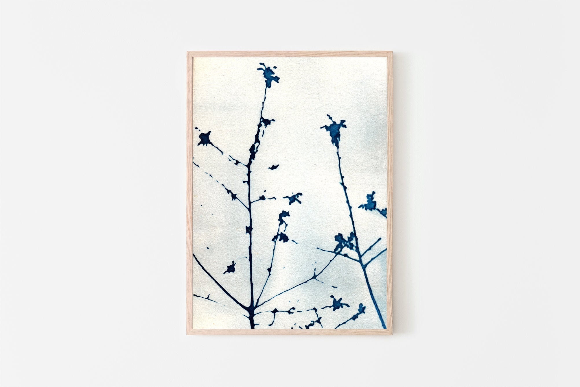 Minimalist Cyanotype Botanical Printable Wall Art, Flower Digital ...