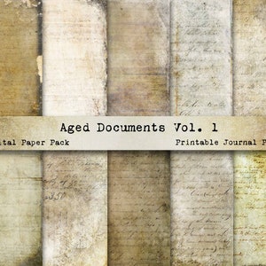 Digital Grunge Paper Pack AGED DOCUMENTS VOL. 1 Printable Junk Journal ...