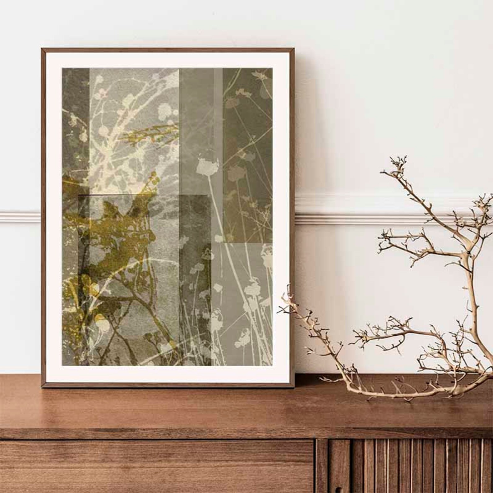 Printable Botanical Cyanotype Collage Art PATCHED & SLATTED Digital ...