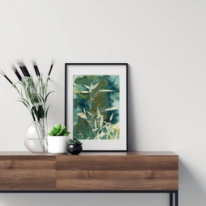 Tropical Bamboo Botanical Cyanotype Printable Art Print, BAMBOO GARDEN ...