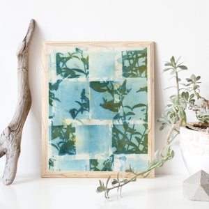 Printable Botanical Cyanotype Art, BOTANICAL SQUARES, Nature Print Wall ...