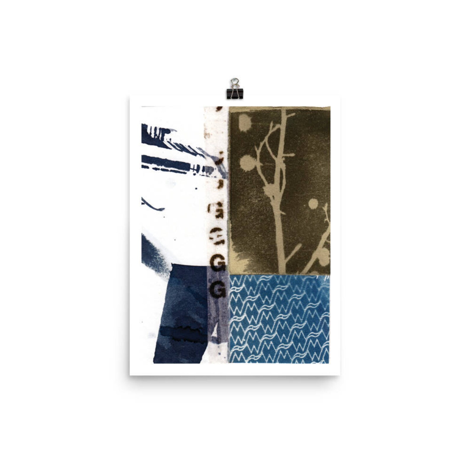 Collage Wall Art Print, BOTANICAL LETTERS Cyanotype Collage, Art to ...
