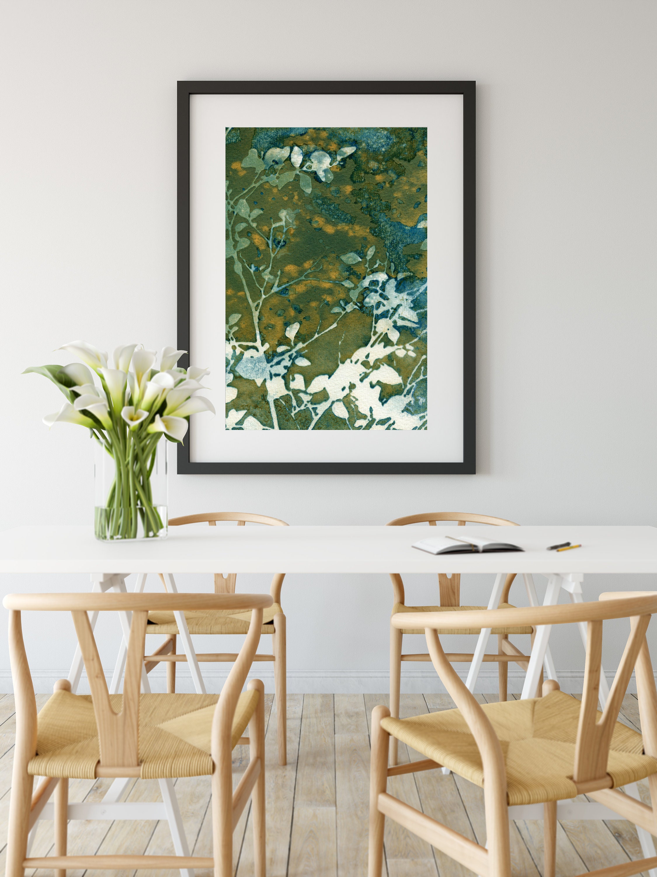 Abstract Botanical Art Print Cyanotype Art To Frame Modern | Etsy