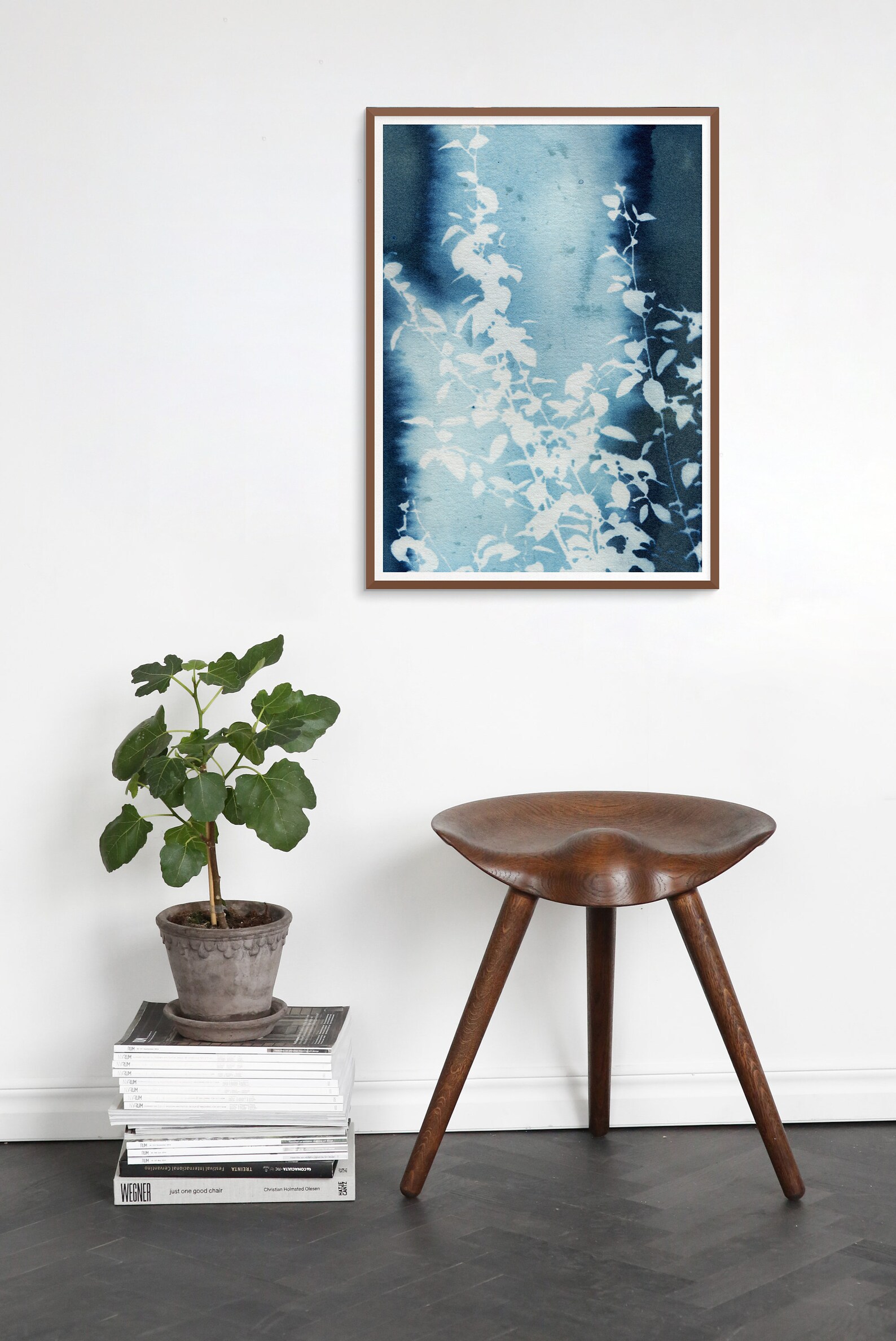 Abstract Art Cyanotype Botanical Art Prints Blue Flower Art | Etsy