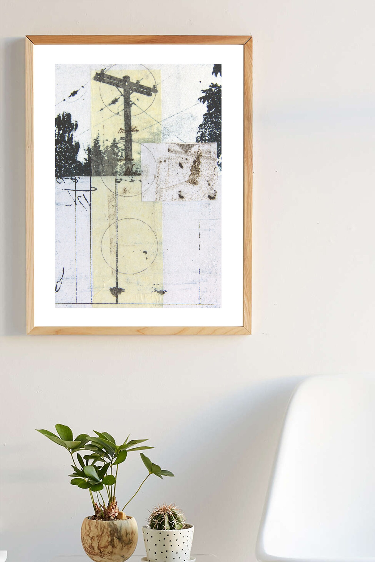 Collage Art Print, POWER LINES, Art for Walls, Prints for Framing, Boho ...