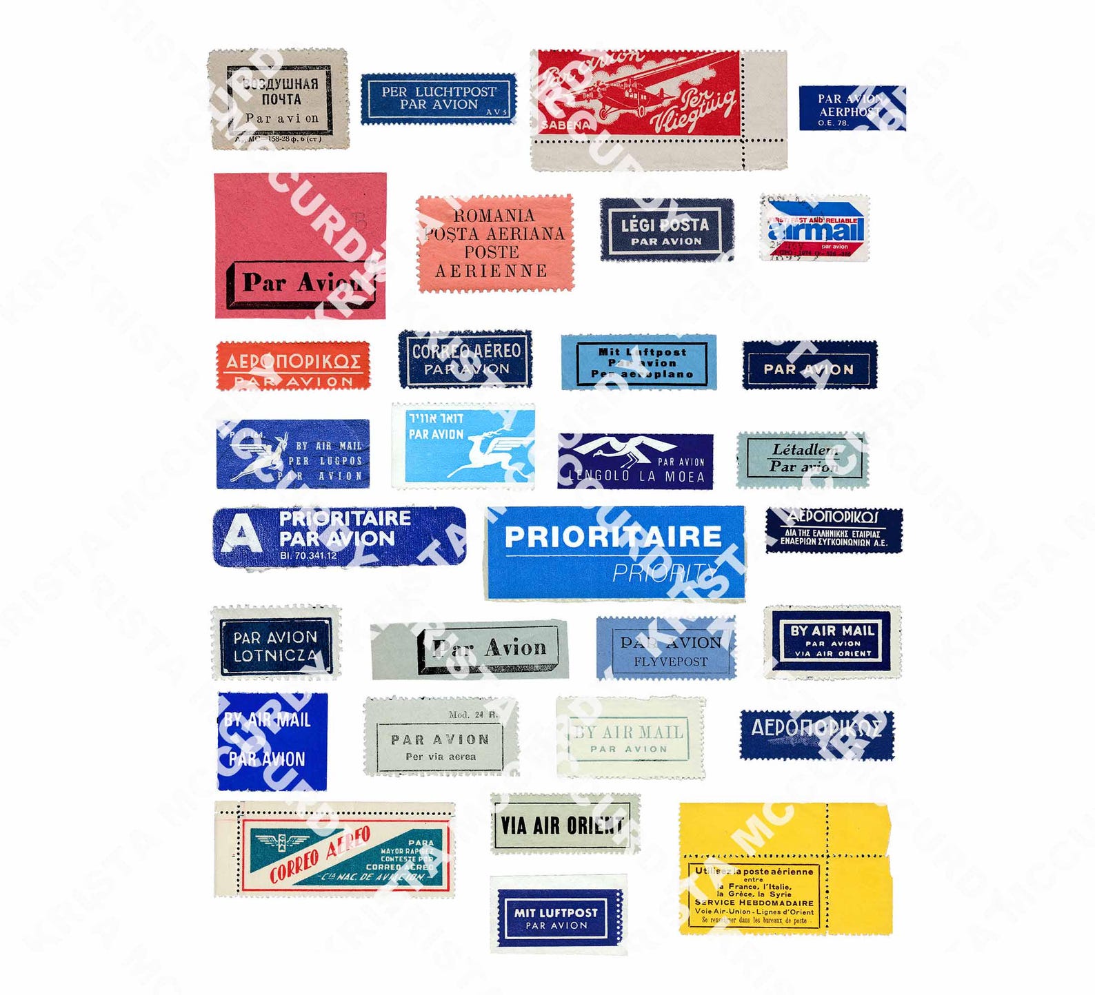 Vintage Air Mail Labels Vol 3: Printable Ephemera (digital Download) - Etsy