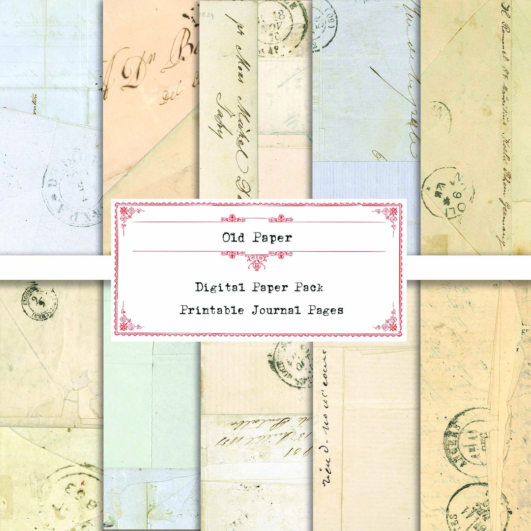 Digital Paper Pack "old Paper" Printable Junk Journal Pages Scrapbook ...
