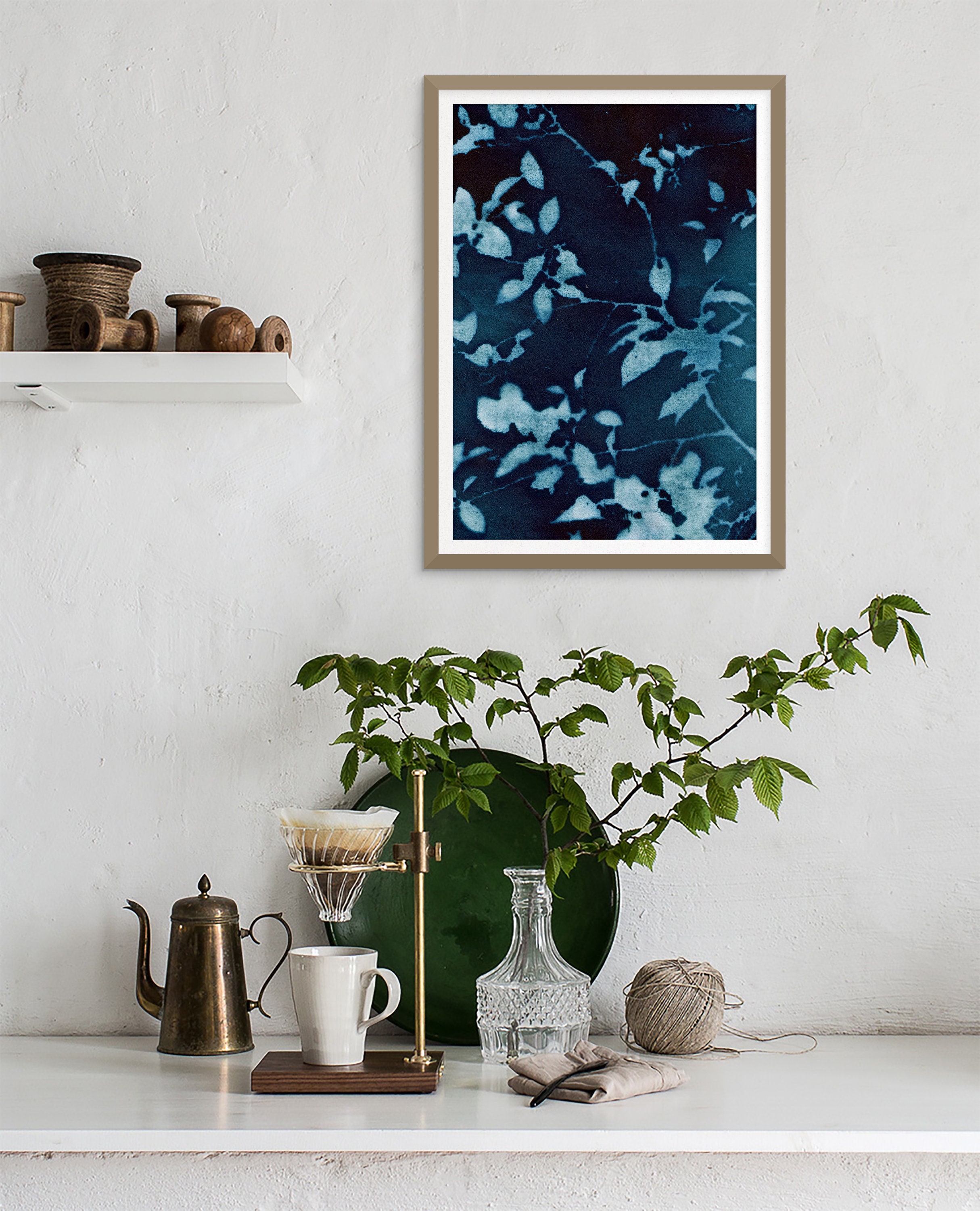 Botanical Wall Art Blue Floral Printable MIDNIGHT Cyanotype | Etsy