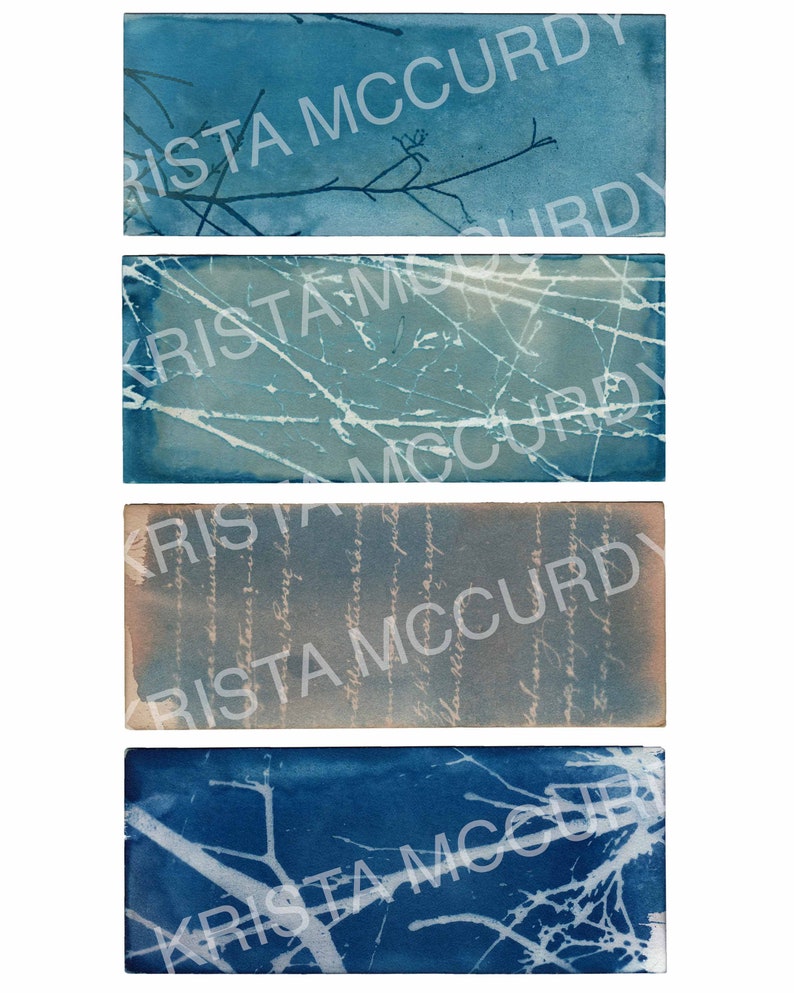 Printable Collage Sheets Digital Paper Pack Cyanotype Art - Etsy