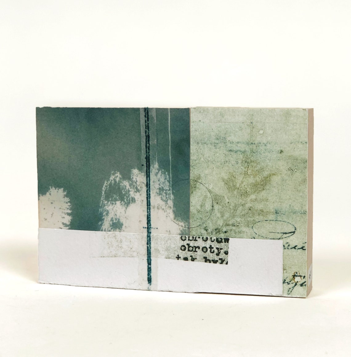 Cyanotype Art Original Collage Art on Wood Panel Mixed Media - Etsy