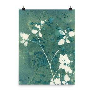Cyanotype Botanical Wall Art Print, UNDERWATER FLORAL - Etsy