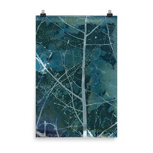 Botanical Art Cyanotype Print, Abstract Leaf Print Botanical Wall Art ...