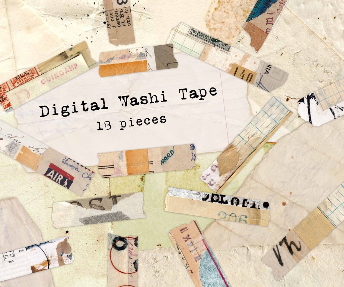 Digital Washi Tape Printable Washi Strips Collage Rip Strips - Etsy