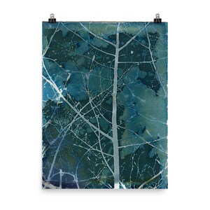 Botanical Art Cyanotype Print, Abstract Leaf Print Botanical Wall Art ...
