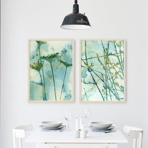 Botanical Cyanotype Art Print Set, Fine Art Print, Giclee Print, Leaves ...