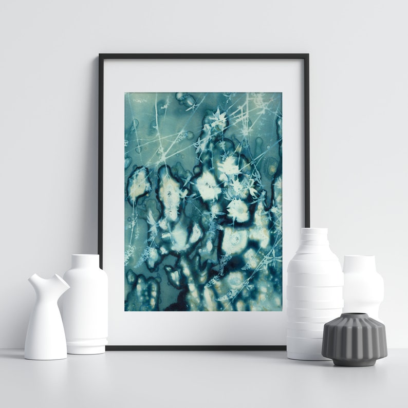 Blue Abstract Botanical Cyanotype Printable Art WILDSPLASH | Etsy