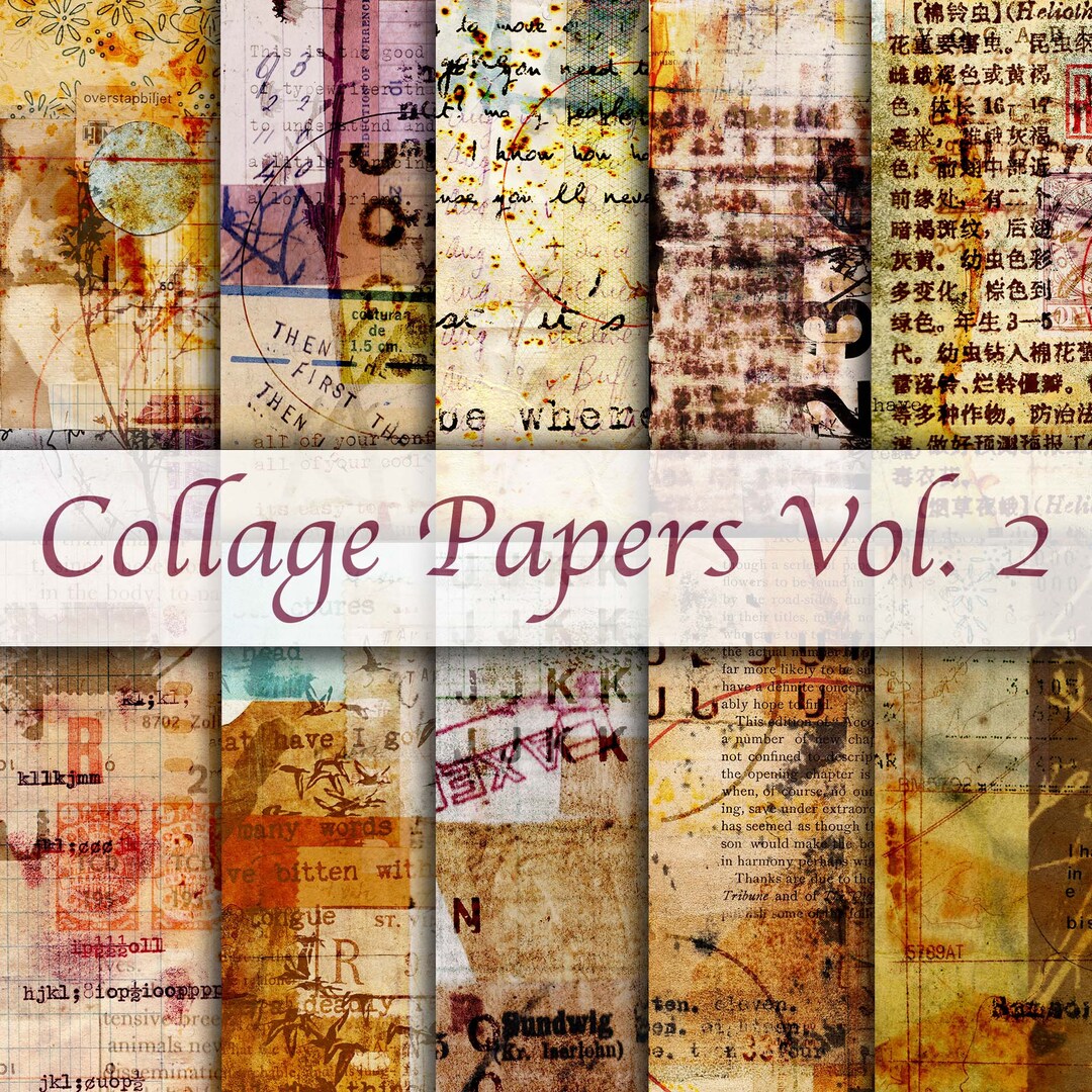 Digital Collage Sheets, Printable Grunge Backgrounds, Collage ...