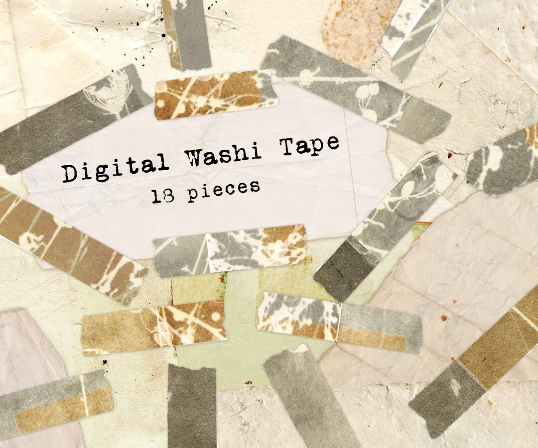 Digital Washi Tape, Printable Floral Washi Strips, Faded Patchwork ...