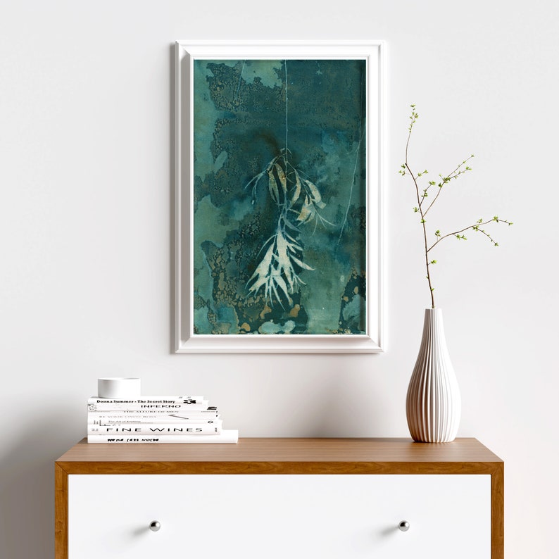 Botanical Wall Art Print Wet Cyanotype Art to Frame Nature | Etsy