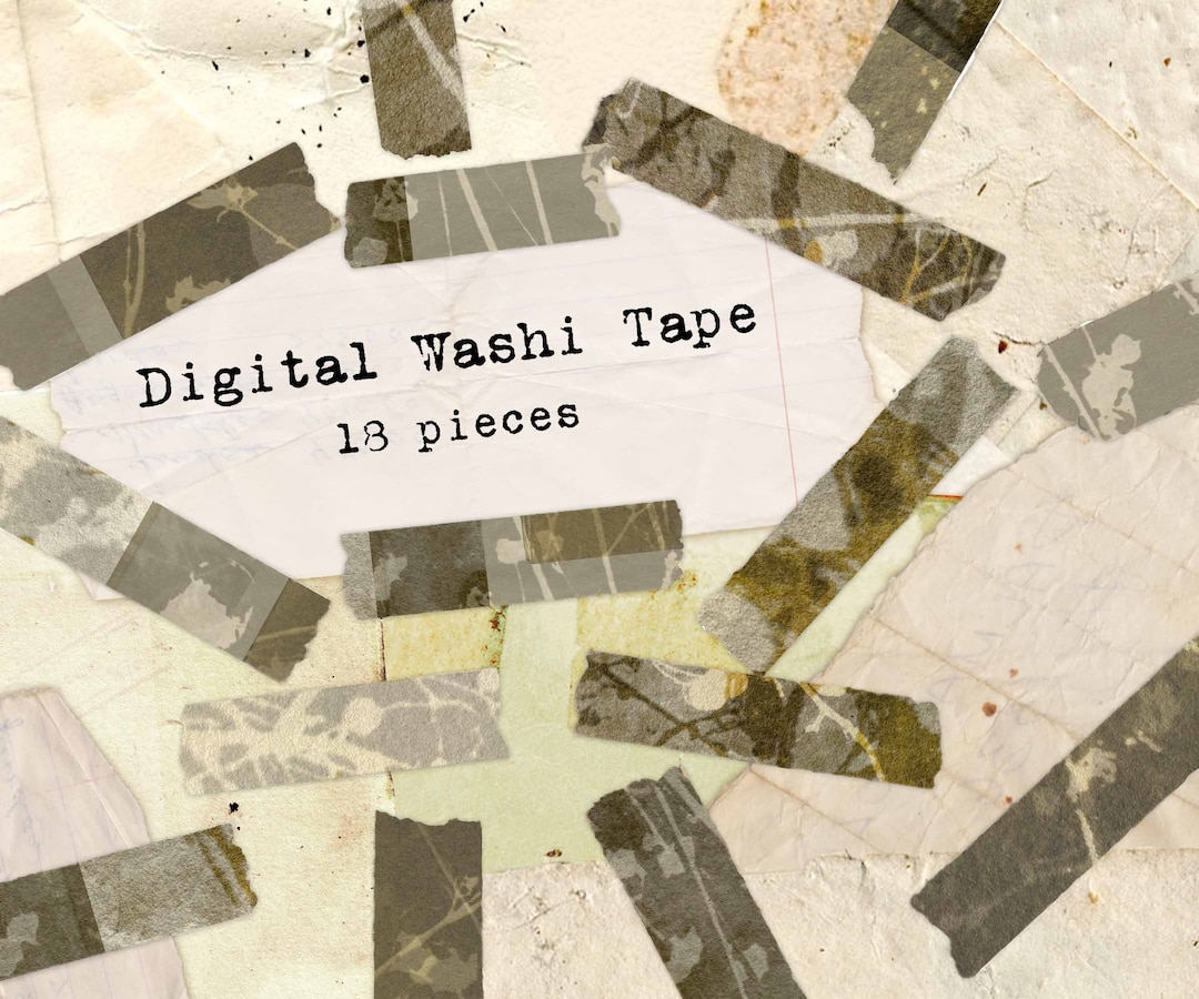Digital Washi Tape, Printable Floral Washi Strips, Patched & Slatted ...