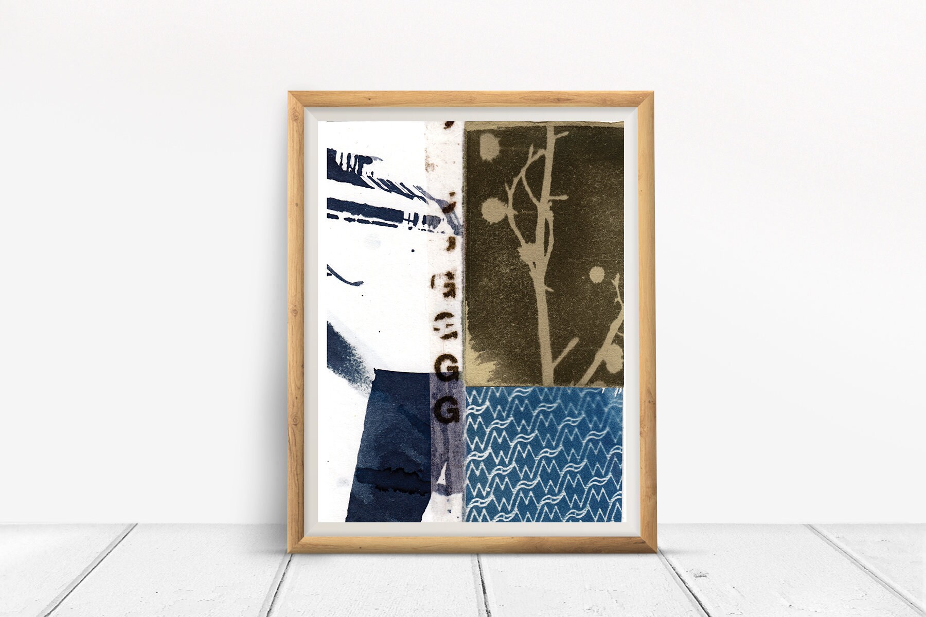 Collage Wall Art Print, BOTANICAL LETTERS Cyanotype Collage, Art to ...