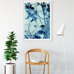 Abstract Cyanotype Botanical Art Print, Modern Nature Wall Art, Flowers ...