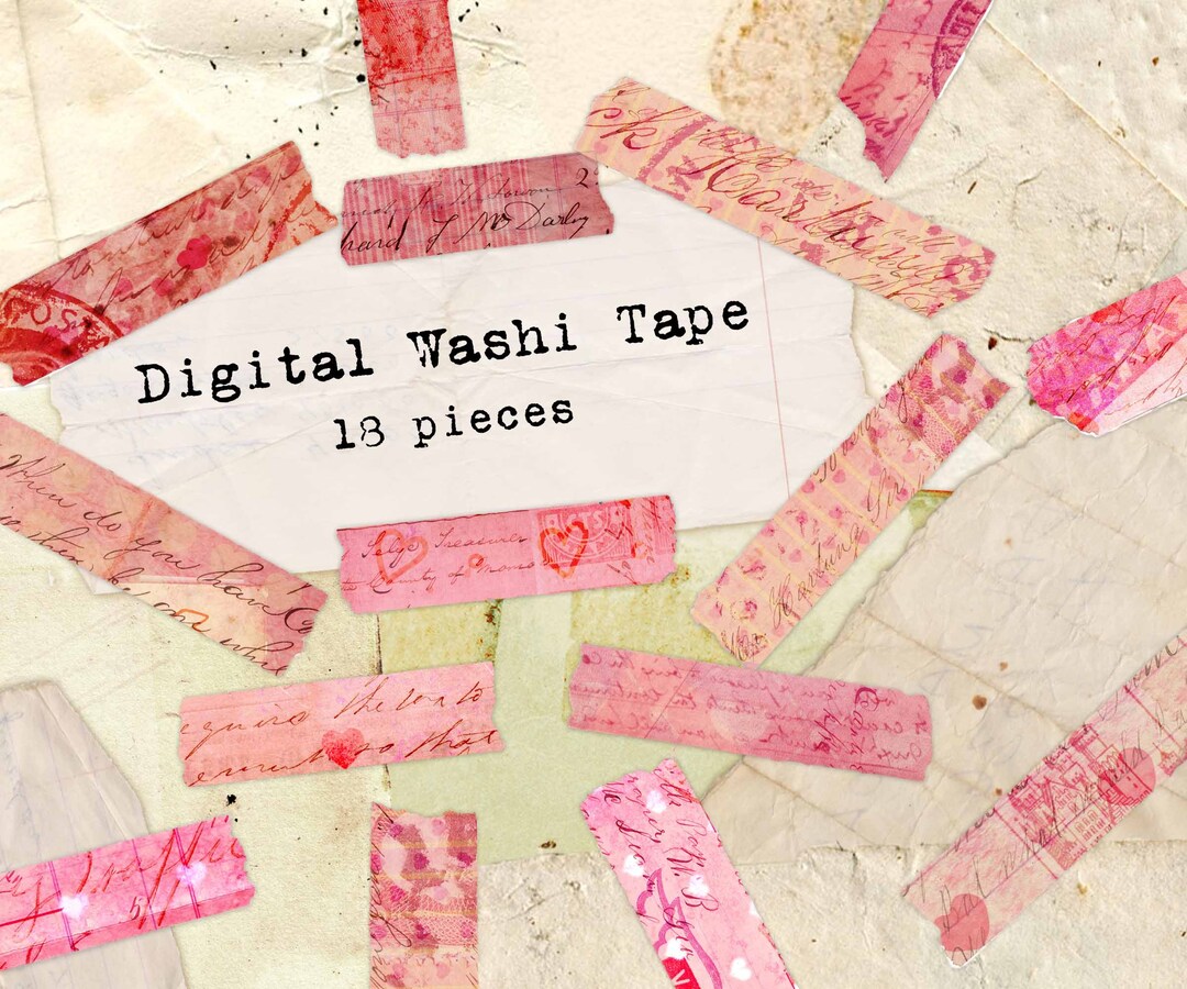Be My Valentine Pink Digital Washi Tape, Printable Washi Strips ...