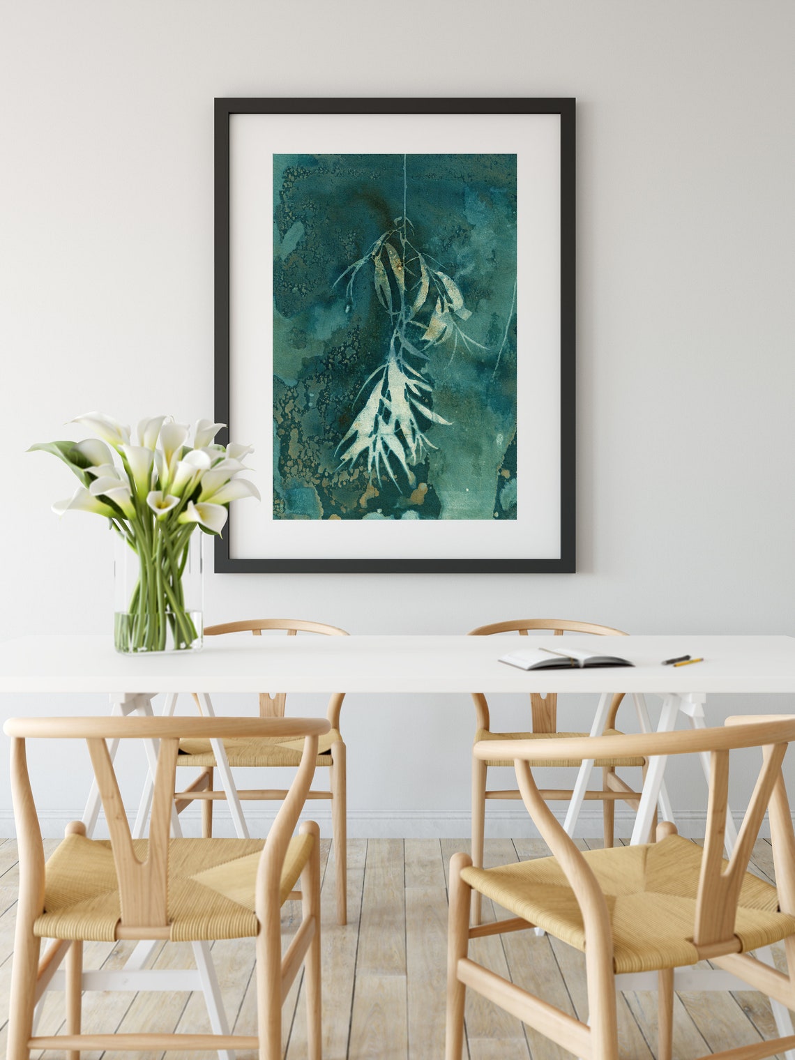 Botanical Wall Art Print Wet Cyanotype Art to Frame Nature | Etsy