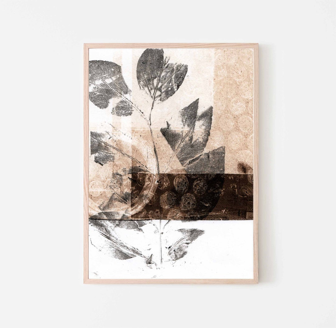 Printable Wall Art FRACTURED LEAVES Botanical Collage Print ...