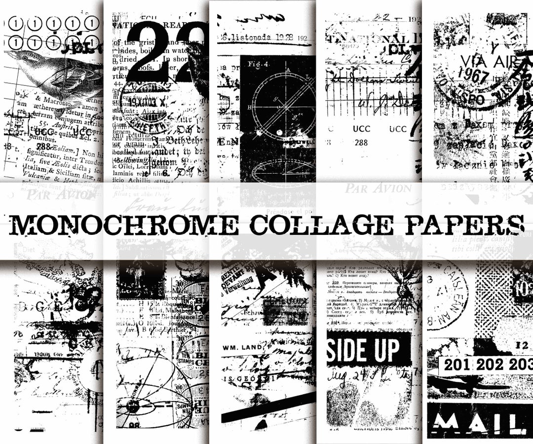 Black and White Digital Collage Sheets, Printable Grunge, Collage ...