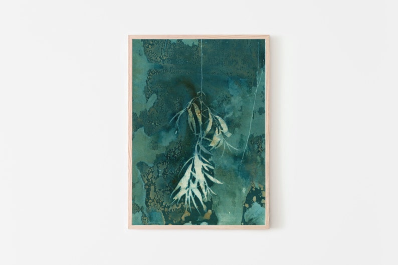 Botanical Wall Art Print Wet Cyanotype Art to Frame Nature | Etsy