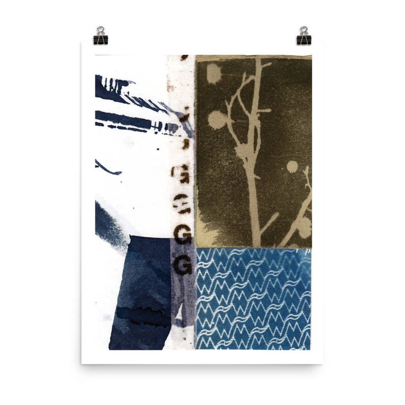 Collage Wall Art Print BOTANICAL LETTERS Cyanotype Collage - Etsy