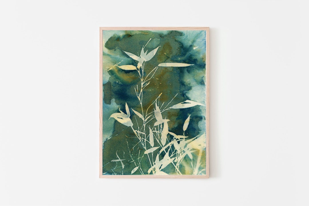 Tropical Bamboo Botanical Cyanotype Printable Art Print, BAMBOO GARDEN ...