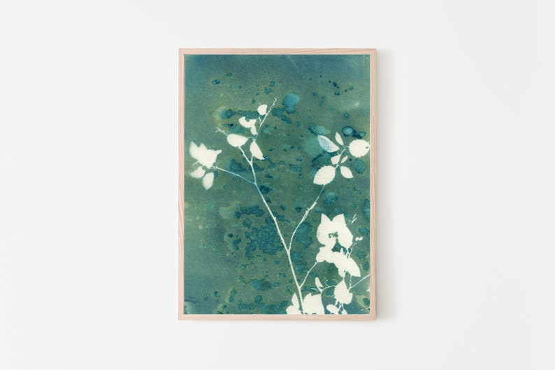 Printable Art, Botanical Cyanotype Art, UNDERWATER FLORAL, Flower Print ...