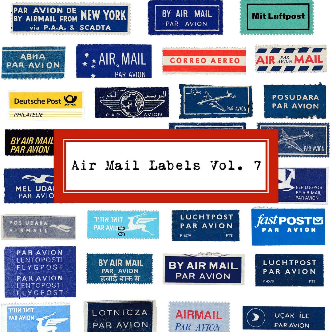 Vintage Air Mail Labels: Printable Ephemera for Junk Journals (digital ...