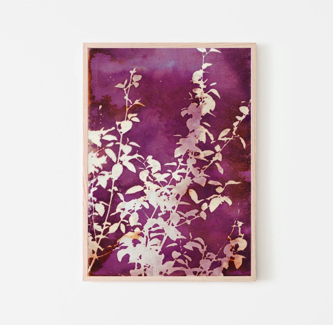 Printable Pink Botanical Art Print ROSY BLOOMS Pink Cyanotype Art for ...