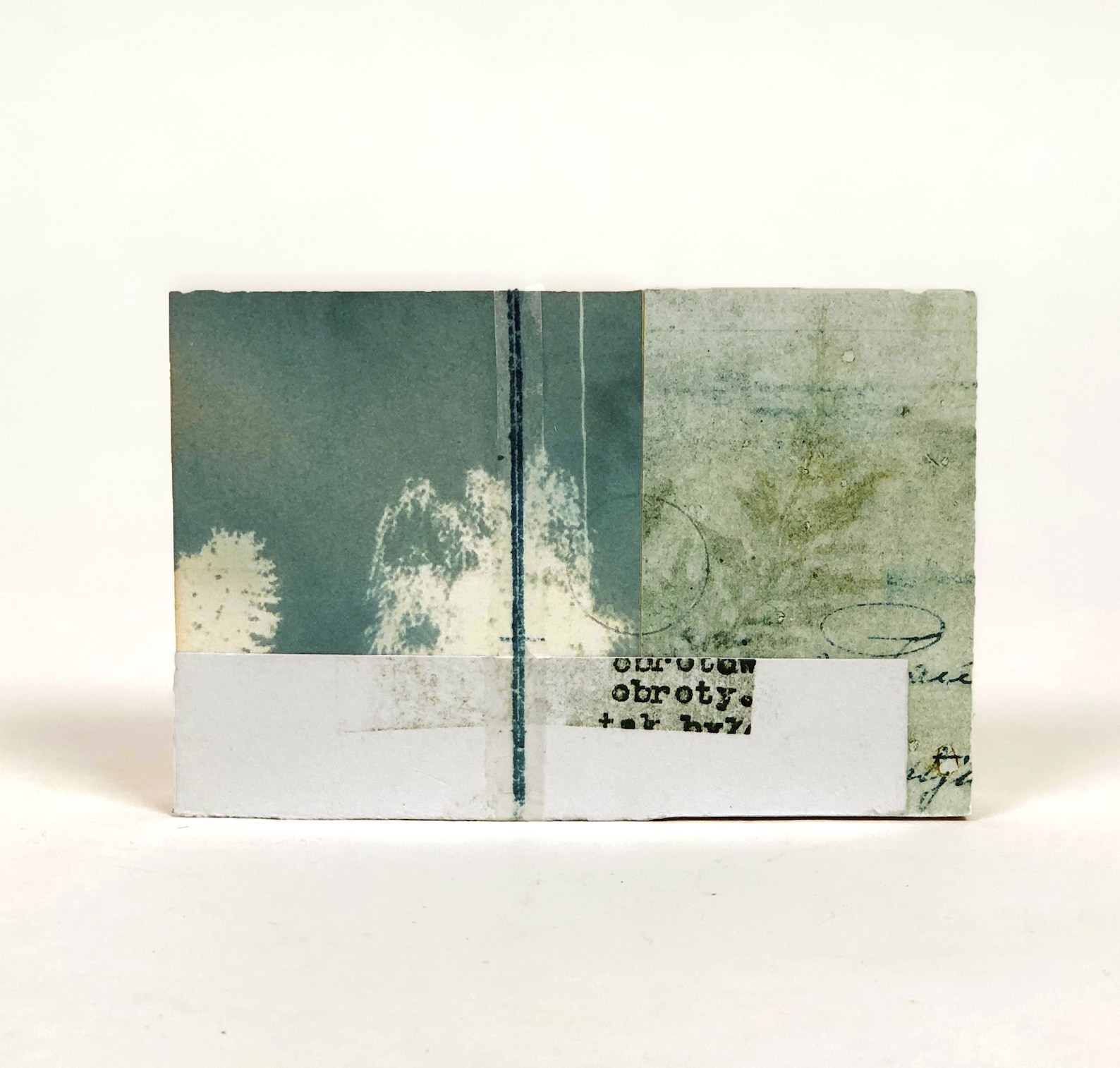 Cyanotype Art Original Collage Art on Wood Panel Mixed Media - Etsy