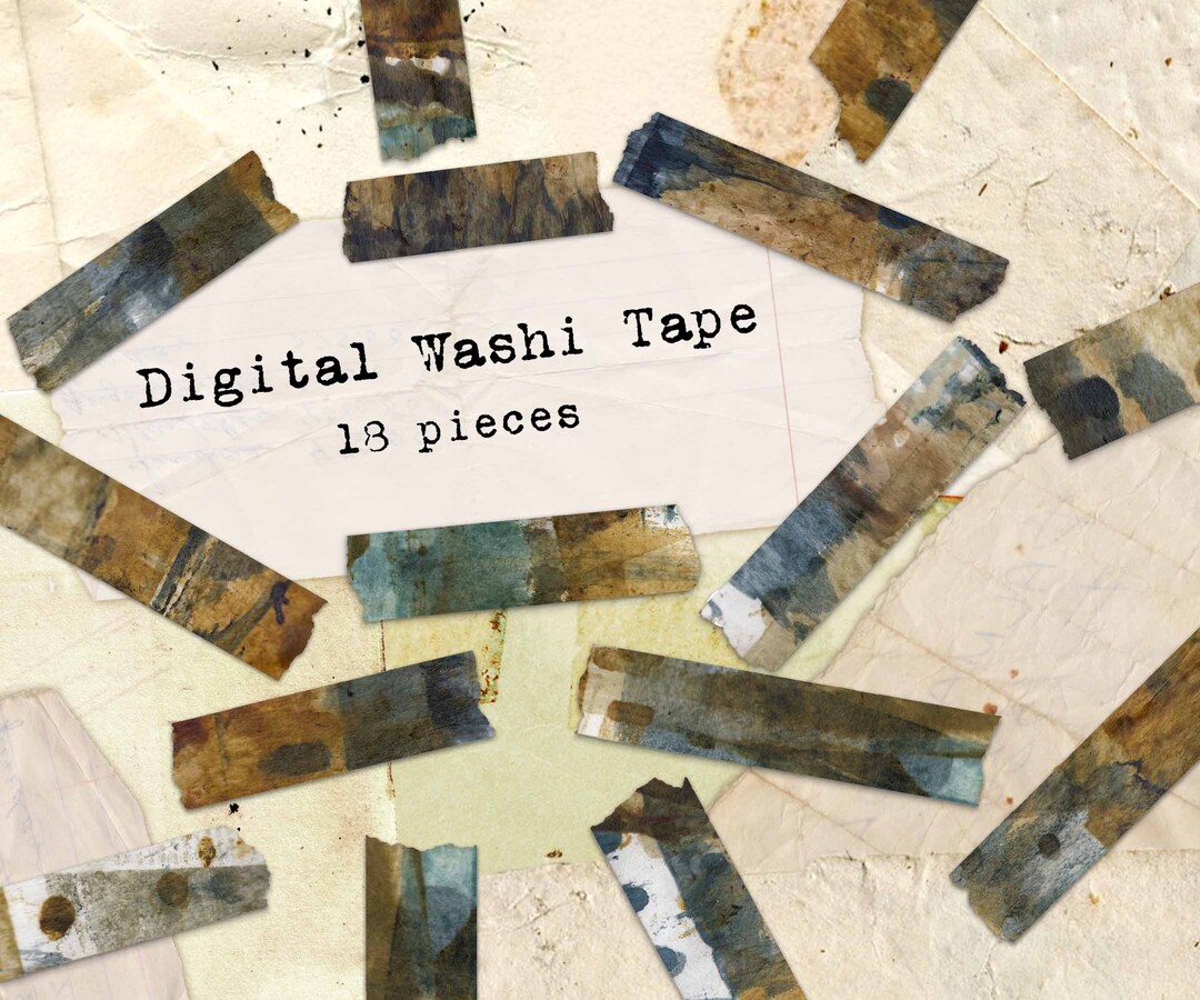 Digital Washi Tape, Printable Washi Strips, Abstract Painting, Grunge ...
