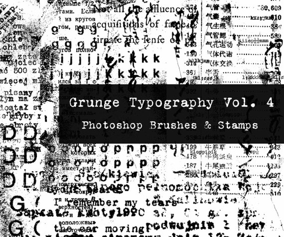 Grunge Typography Vol. 4 Photoshop Brushes & Pngs Digital Art | Etsy